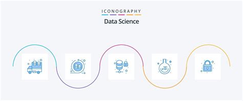 Data Science Blue Icon Pack Including Rack Lock Lock Binary Code Experiment
