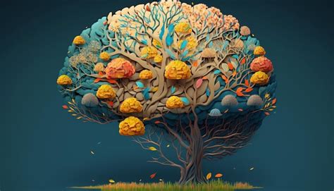 Premium Ai Image Human Brain Tree With Flowers Self Care And Mental