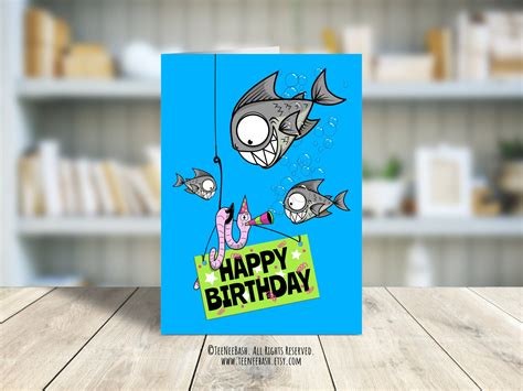Printable Fishing Birthday Card 5 X7 Funny Fishing Greeting Card