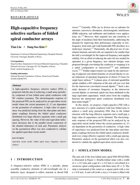 Pdf High‐capacitive Frequency Selective Surfaces Of Folded Spiral Conductor Arrays