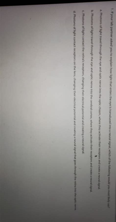 Solved If Your Lab Partner Asked You To Explain How Light Chegg