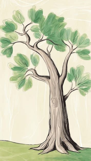 Majestic Oak Tree Sketches Artistic Drawings Premium Ai Generated Image