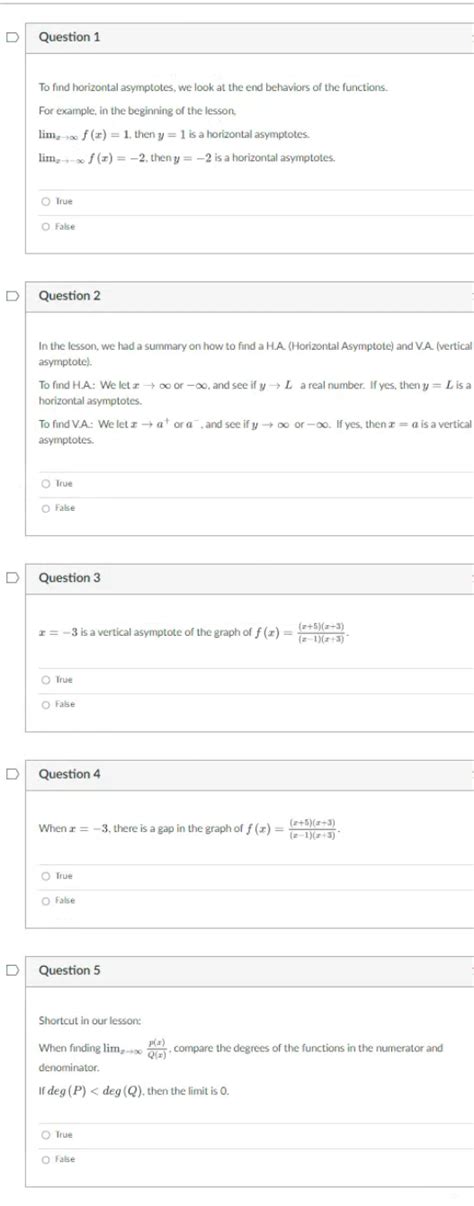 Solved To Find Horizontal Asymptotes We Look At The End