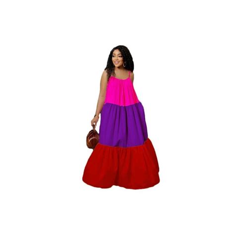 Piros szín CM YAYA Elegáns női Maxi hosszú ruha pánt patchwork Bohemian nyári parti ruhák