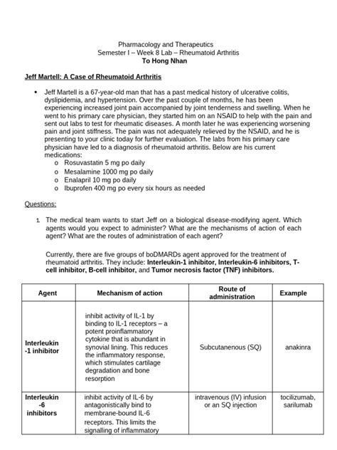 To Hong Nhanweek 8 Caserheumatoid Arthritis Pdf Rheumatoid