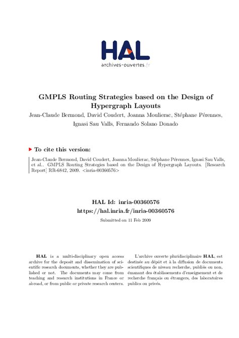 pdf gmpls routing strategies based on the design of hypergraph layouts