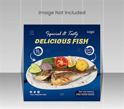 Webinar De Postagem De Comida De Restaurante De Peixe Fresco Delicioso