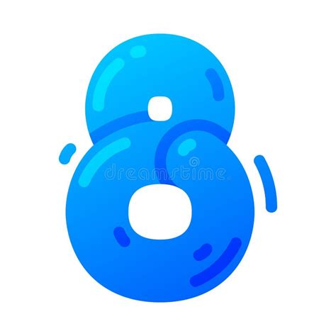 Funny Blue Balloon Number Or Numeral Eight Vector Illustration Stock