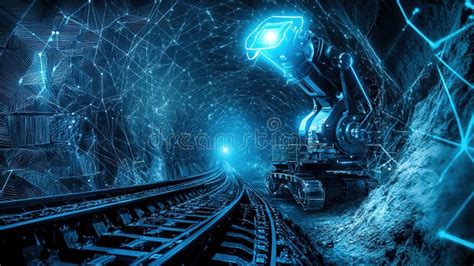 A Robotic Arm Operates In A Futuristic Industrial Setting With Digital Overlays Showcasing