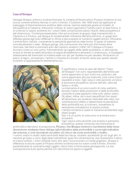 Confronto Tra Georges Bracque E Pablo Picasso Appunti Di Elementi Di