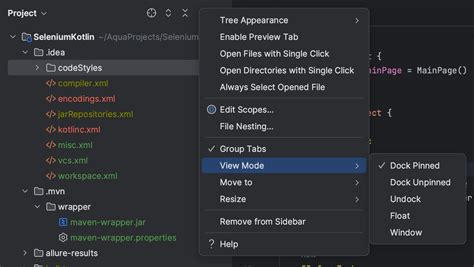 Tool Window View Modes Aqua Documentation