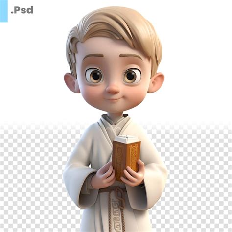 Renderização 3d De Um Personagem De Desenho Animado Com Uma Bíblia Em