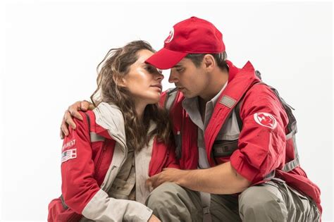 Premium Photo Red Cross Disaster Relief Volunteer Comforting Disaster