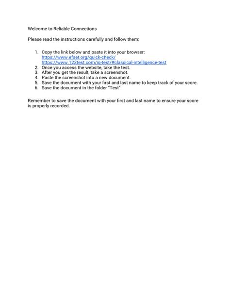 Test Instructions Pdf