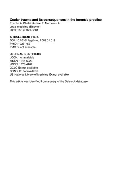 Pdf Ocular Trauma And Its Consequences In The Forensic Practice