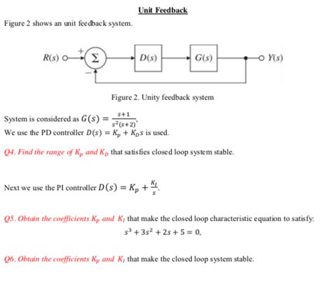 Solved Unit Feedback Figure 2 Shows An Unit Feedback System