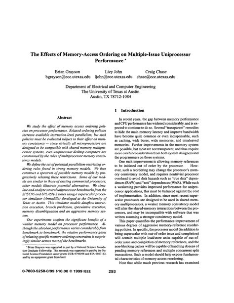 Pdf The Effects Of Memory Access Ordering On Multiple Issue