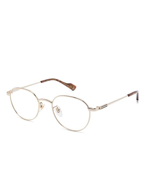 Gucci Round Frame Glasses In Gold Modesens