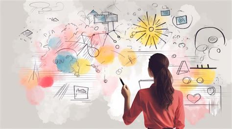 Premium Photo A Woman Drawing A Board With A Drawing Of A Powerpoint