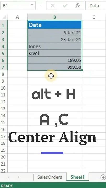 Keyboard Shortcut To Center Align Cell Content In Ms Excel