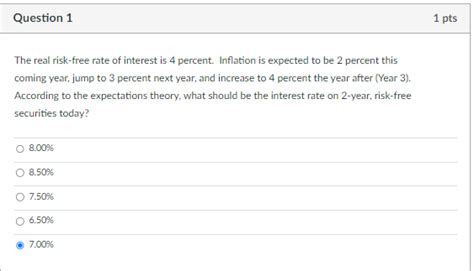 Solved The Real Risk Free Rate Of Interest Is Percent Chegg