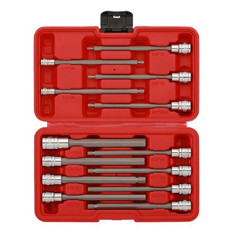 Casoman 13 Pieces Long Hex Bit Socket Set 1 4 3 8and1 2dr 3mm To 12m