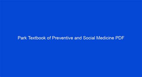 Park Textbook Of Preventive And Social Medicine Pdf Download My Study