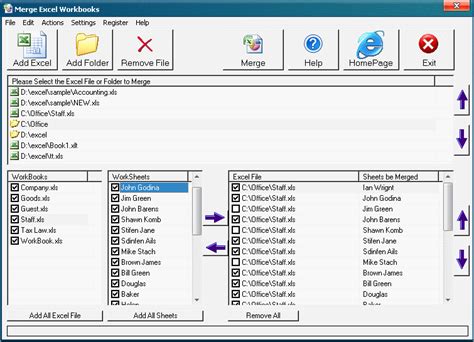 Merge Excel Workbooks Main Window Excel Tool Merge Excel Workbooks