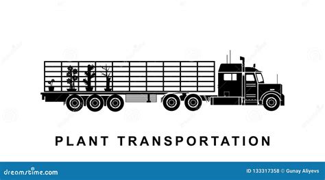 Detailed Plant Transporting Truck Illustration Stock Illustration