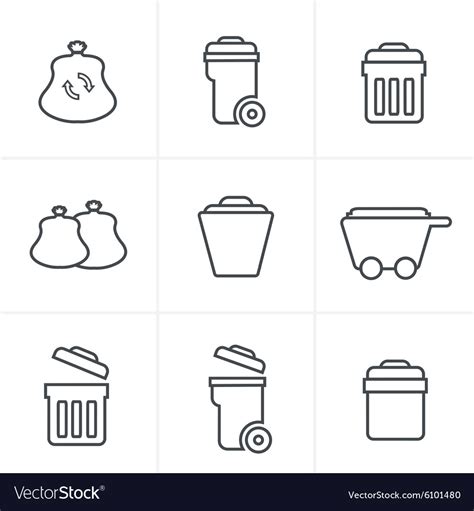 Line Icons Style Garbage Icons Royalty Free Vector Image