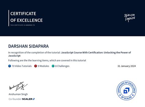 Darshan Sidapara On Linkedin I Have Completed Javascript Course With Certification Unlocking