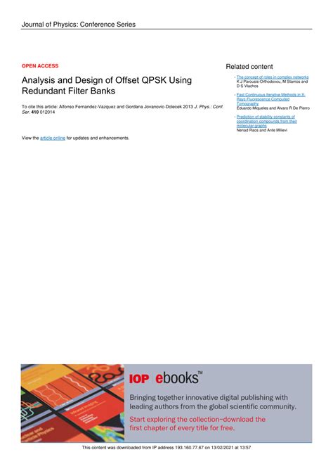 Pdf Analysis And Design Of Offset Qpsk Using Redundant Filter Banks