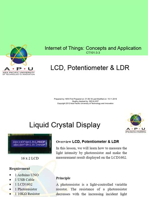 Topic 15 Lcd Potentiometer Pdf Cursor User Interface Electricity