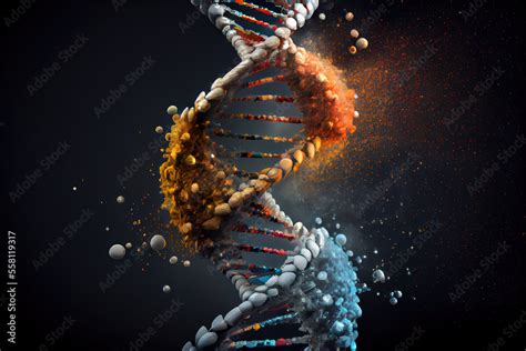 Gene Terapies Concept Illustration With Merging Dna Spiral Stock