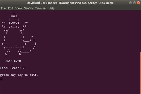 Github Foster Dino Game Ascii Art Mimic Of The Google Chrome Dinosaur Game