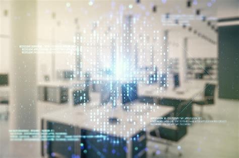 Premium Photo Abstract Virtual Code Skull Hologram On A Modern