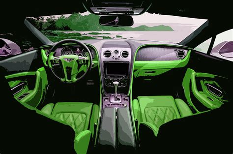 Bentley Continental Gt Interior Green Digital Art By Thespeedart Fine