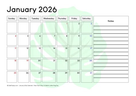 January 2026 Calendar Printable Pdf With Holidays