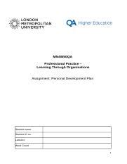 Assessment PDP Template Docx MN W QA Professional Practice Learning Through