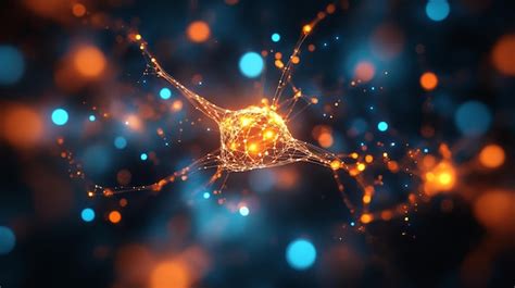 Glowing Orange Neuron Neural Network Brain Activity Synapses Firing Neurotransmitters Neurology ...