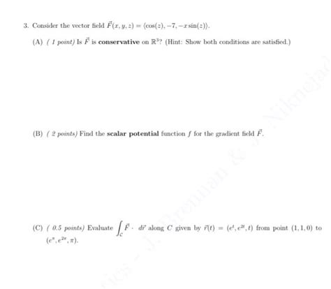 Solved 3 Consider The Vector Field Chegg Com