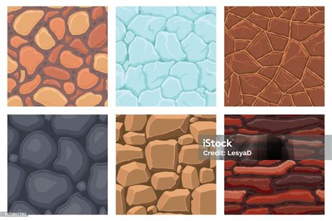 만화 게임 질감 용암 얼음 바위와 벽돌 흙과 땅 표면 원활한 패턴 게임 자산 벽 및 환경 배경 벡터에 대한 스톡 벡터 아트 및 기타 이미지 Istock