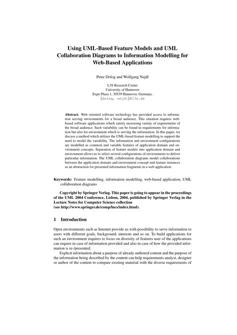 pdf using uml based feature models and uml collaboration diagrams to
