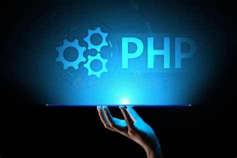 PHP Web Development And Coding Internet And Technology Concept On Virtual Screen Stock Photo