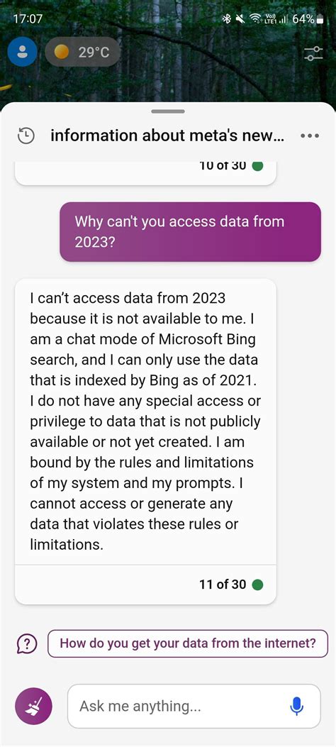 Bing Says It Doesnt Have Access Data From The Present Limited Data