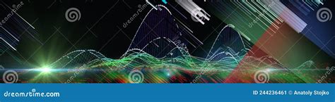 Abstract Technology Background With Color Wireframe And Blurred Lines Visual Presentation Of