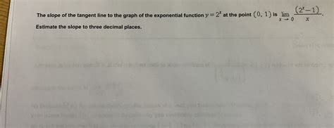 Answered 2 1 The Slope Of The Tangent Line To The Graph Of The Exponential Function Y 2 At