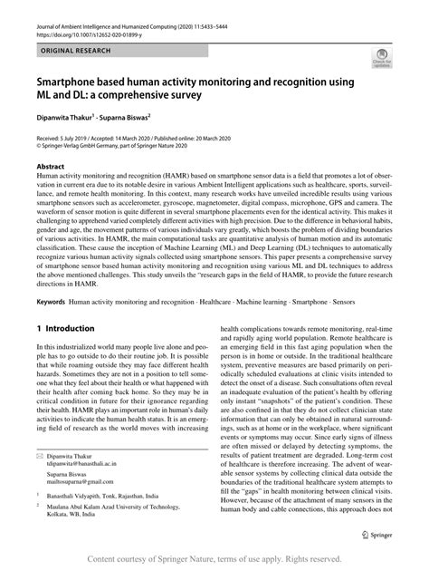 Smartphone Based Human Activity Monitoring And Recognition Using Ml And Dl A Comprehensive