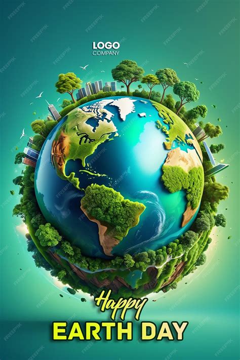 세계 환경의 날 환경 안전을 위해 하늘 배경에 3d 디자인 행성을 가진 지구 지구 프리미엄 Psd 파일
