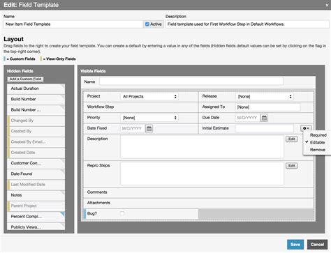 Editing Field Templates Documentation Axosoft